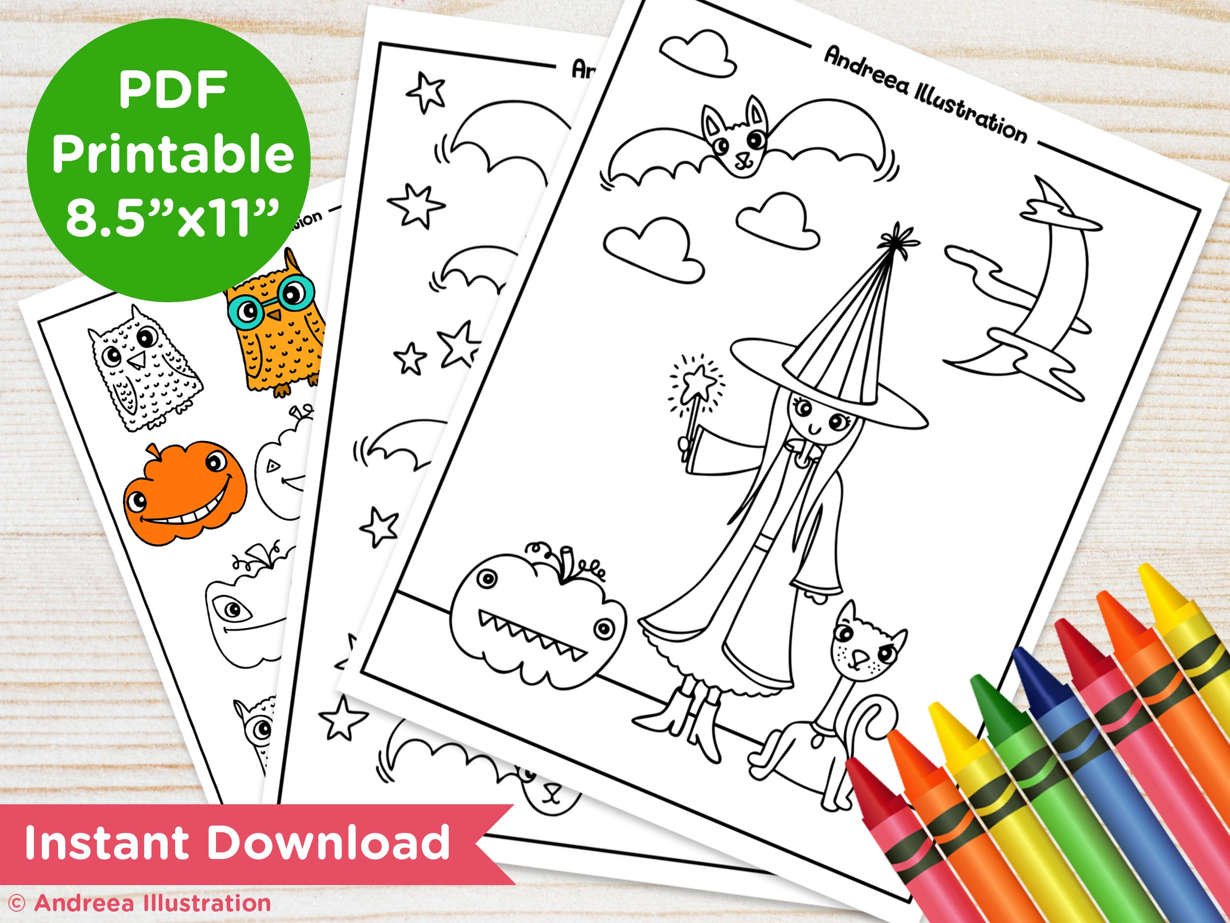 PRINTABLE Halloween Coloring Pages, Instant Download Pumpkin Party ...