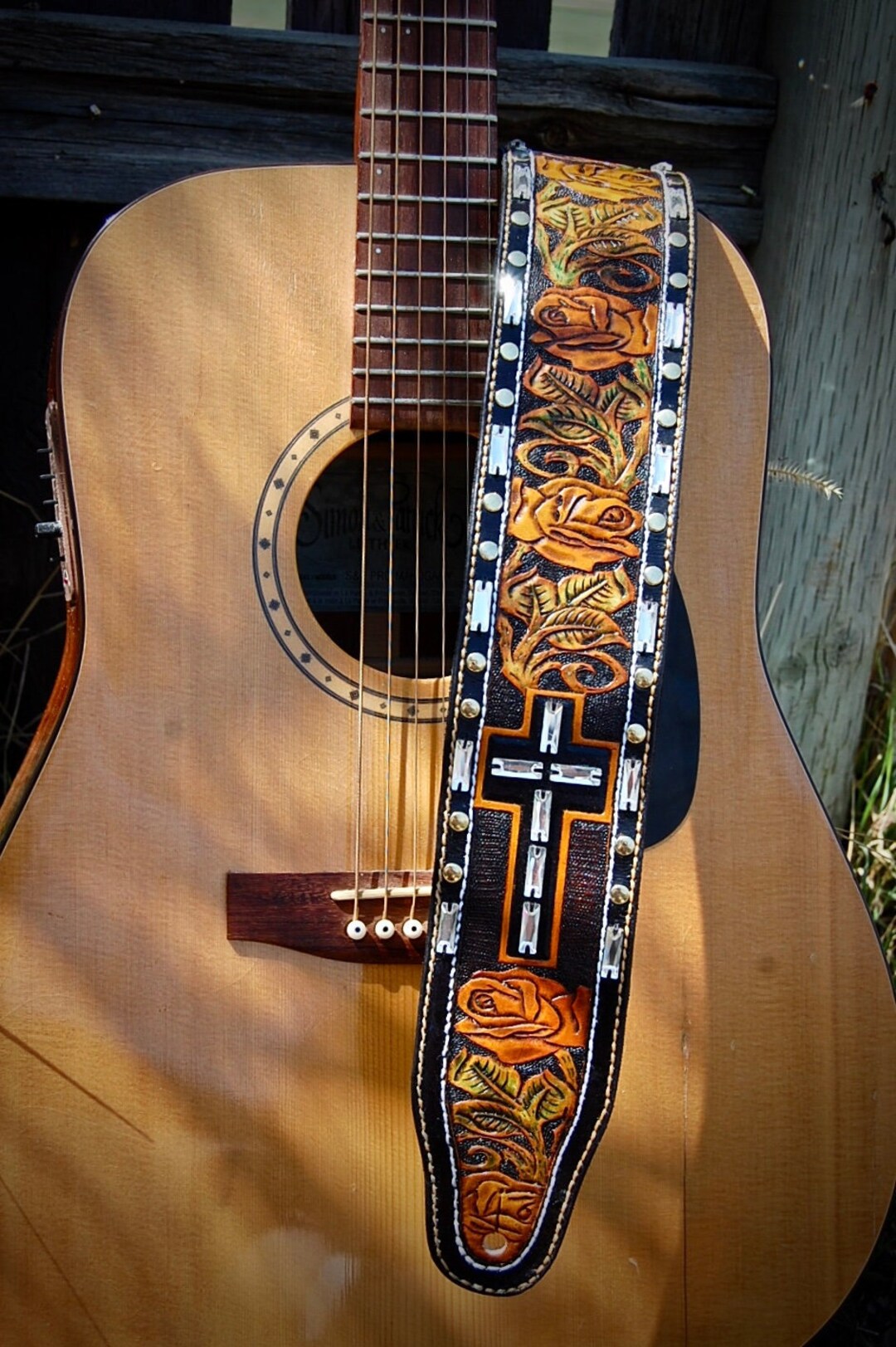 Rose Guitar Strap Crystal Guitar Strap Personalized Stage - Etsy