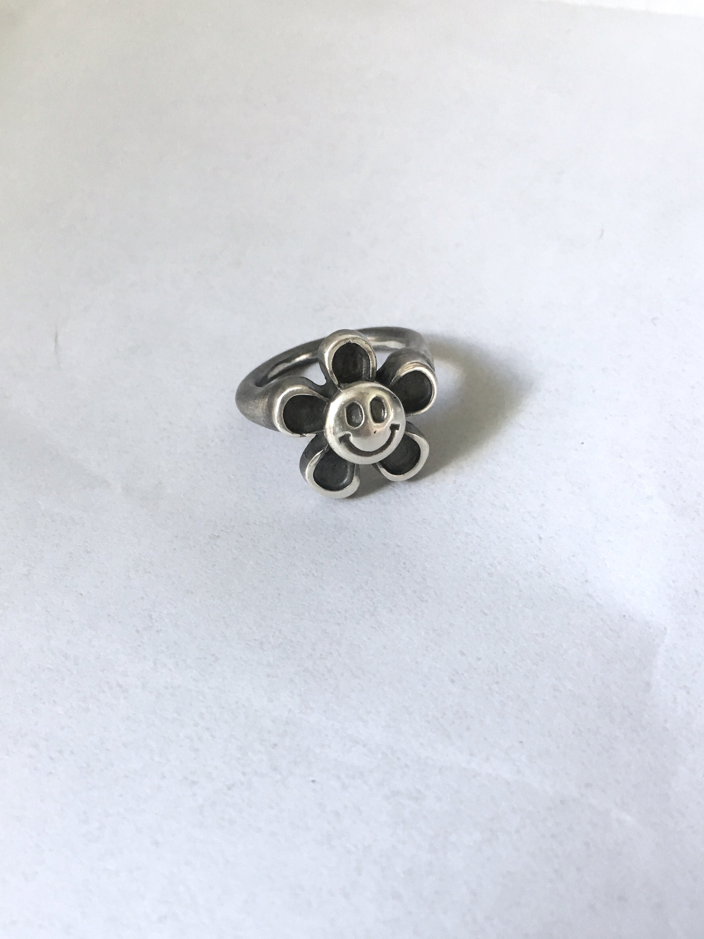 Smiley Face Flower Ring Etsy