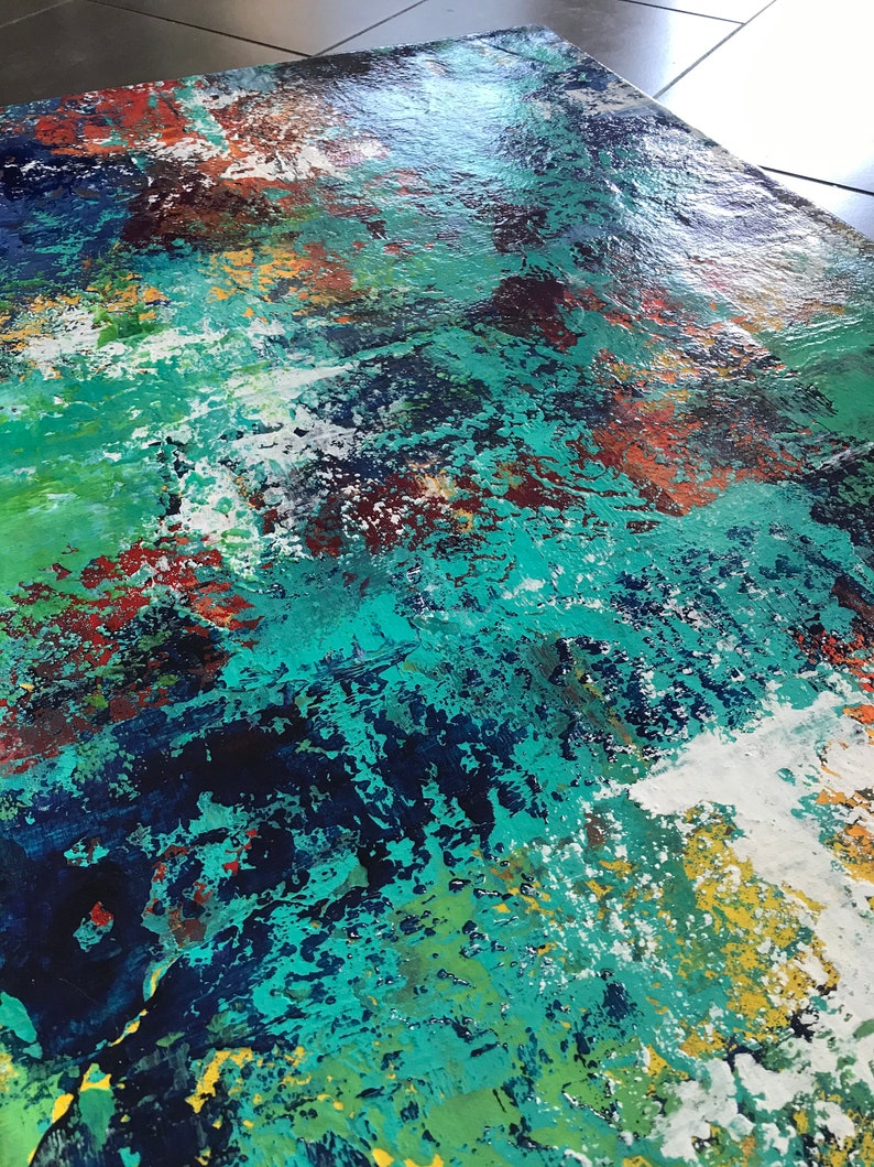 Hand Painted Modern Abstract Multi Color Canvas Floorcloth - Etsy