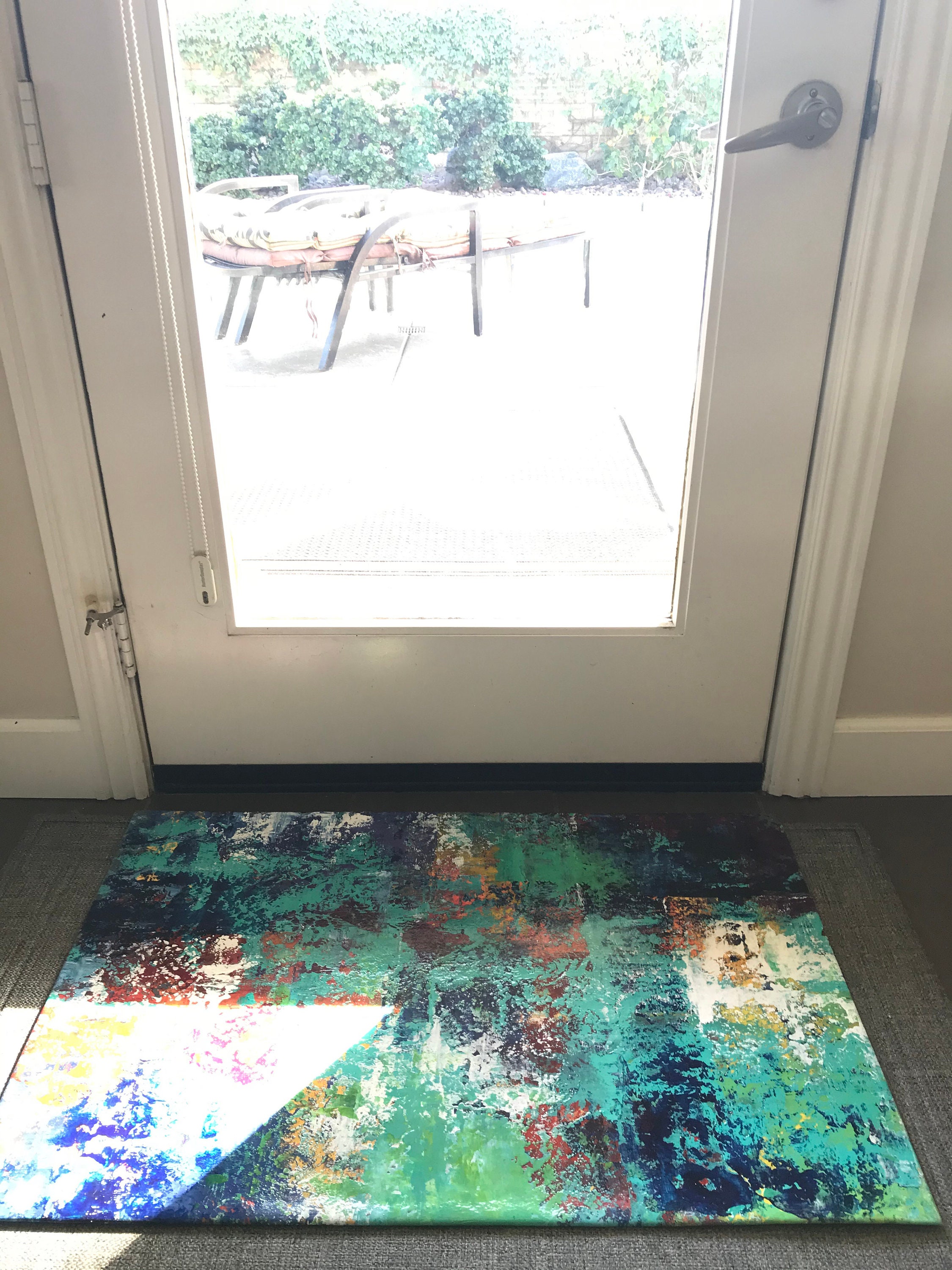 Hand Painted Modern Abstract Multi Color Canvas Floorcloth - Etsy