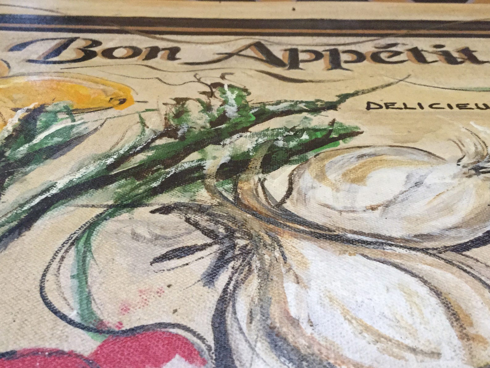 Hand Painted Bon Appetit Canvas Floorcloth - Etsy