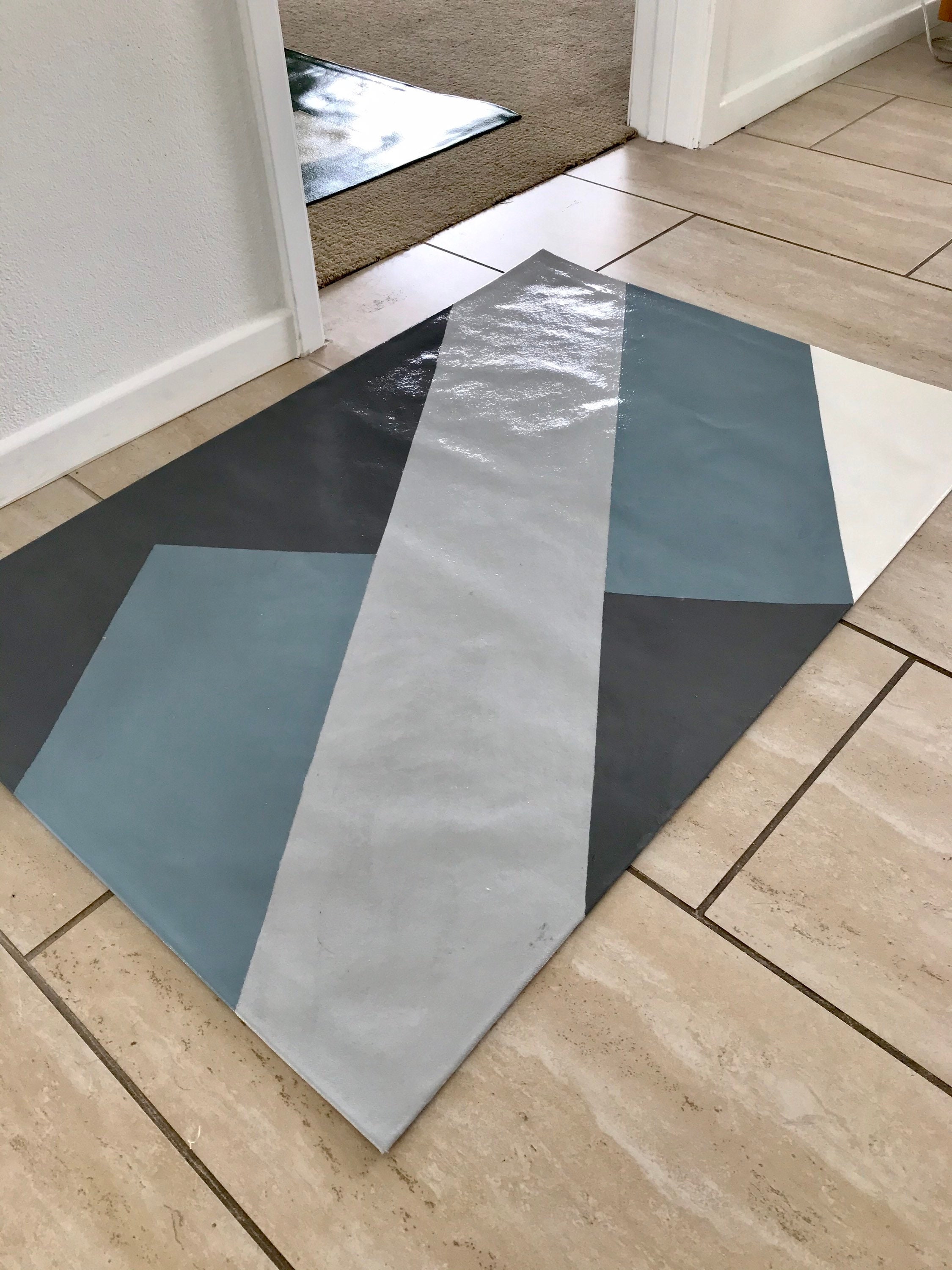 Geometric Block Canvas Floor Cloth - Rug - Etsy