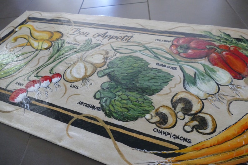 Hand Painted Bon Appetit Canvas Floorcloth - Etsy