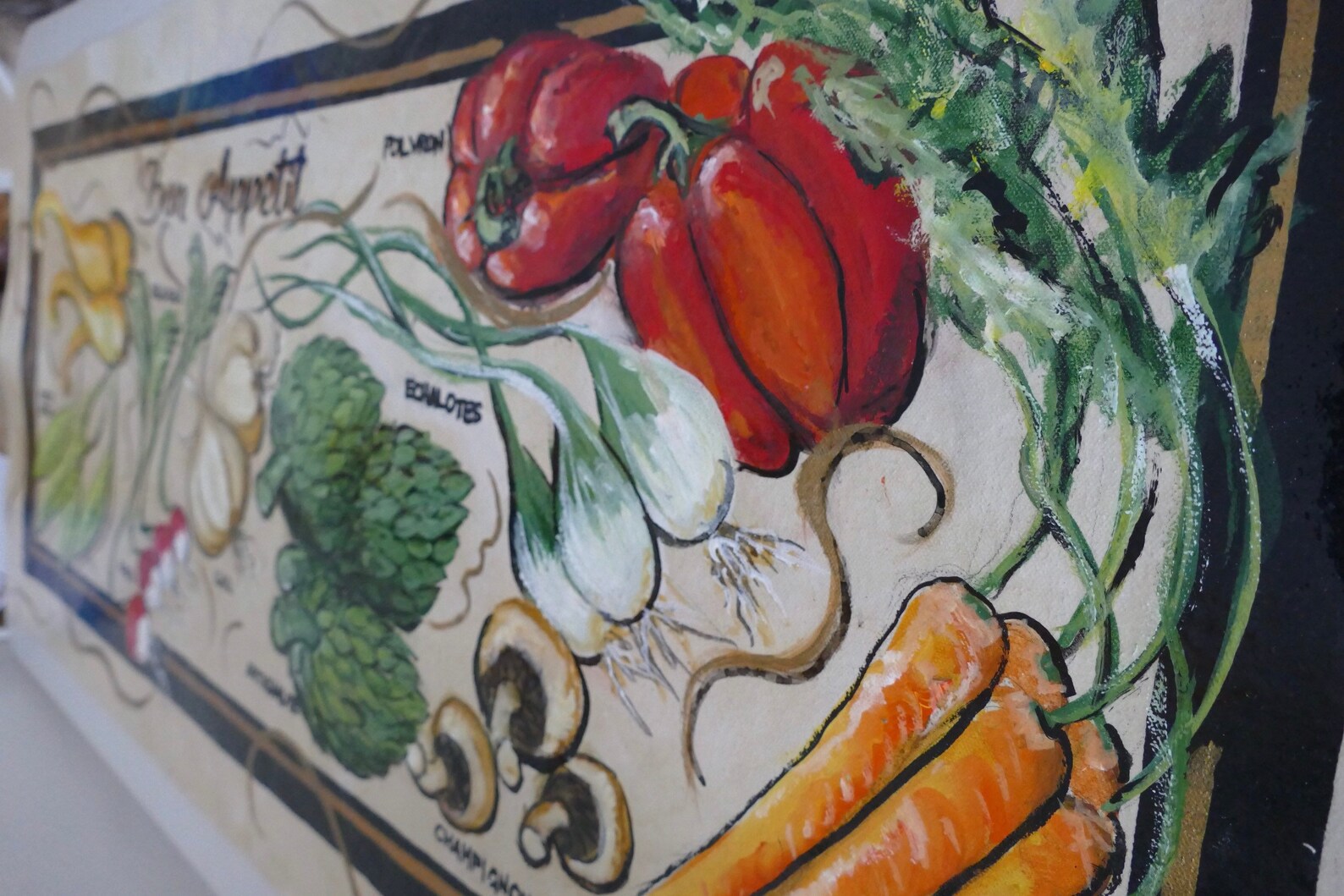 Hand Painted Bon Appetit Canvas Floorcloth - Etsy
