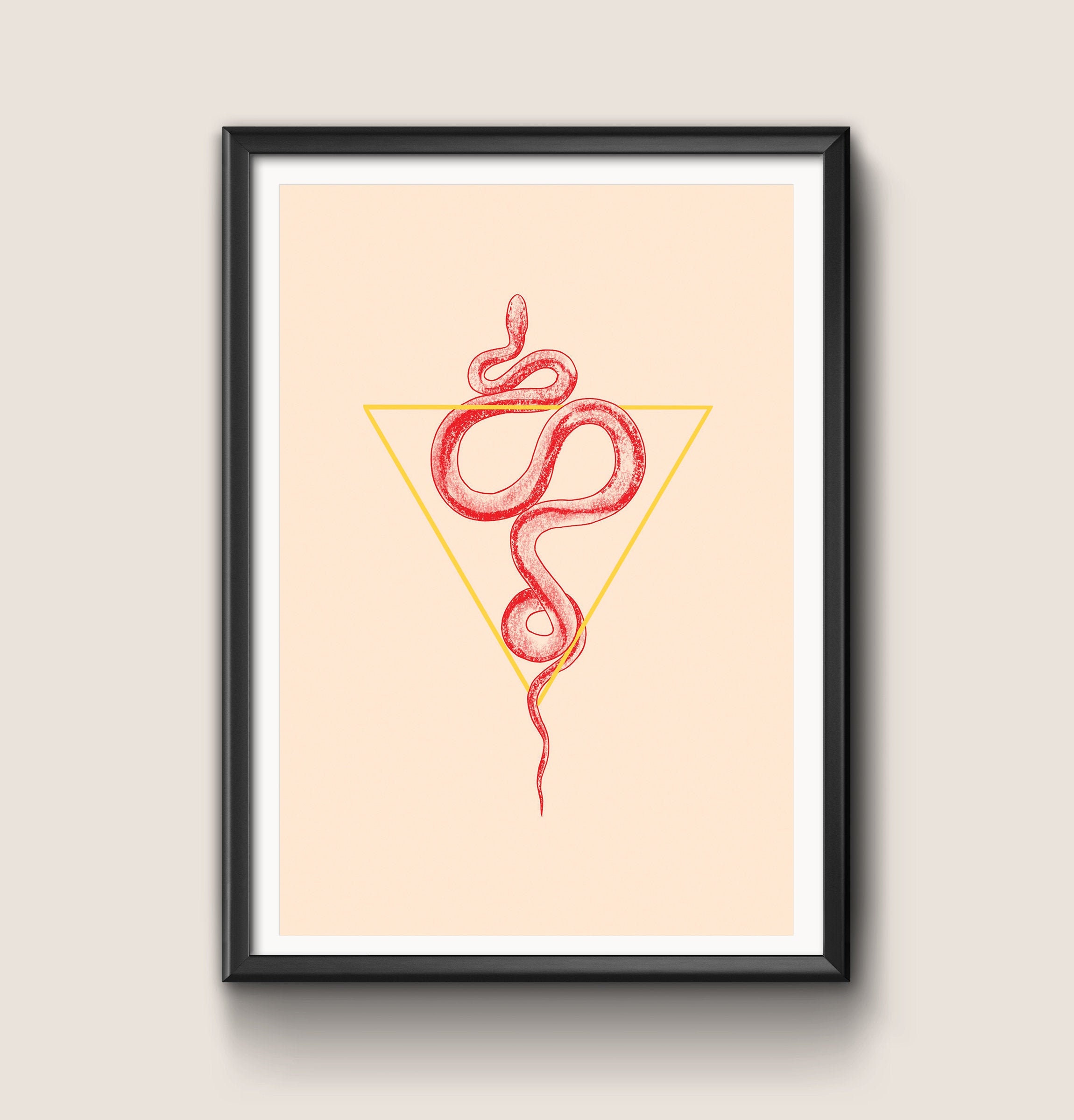 Red Snake Yellow Triangle High Quality Downloadable Print - Etsy