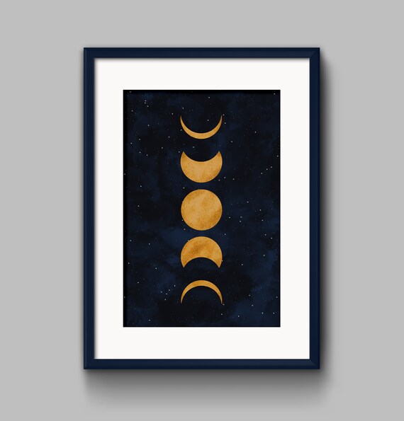 Moon Phases Star Night High Quality Downloadable Print 300 Dpi | Etsy