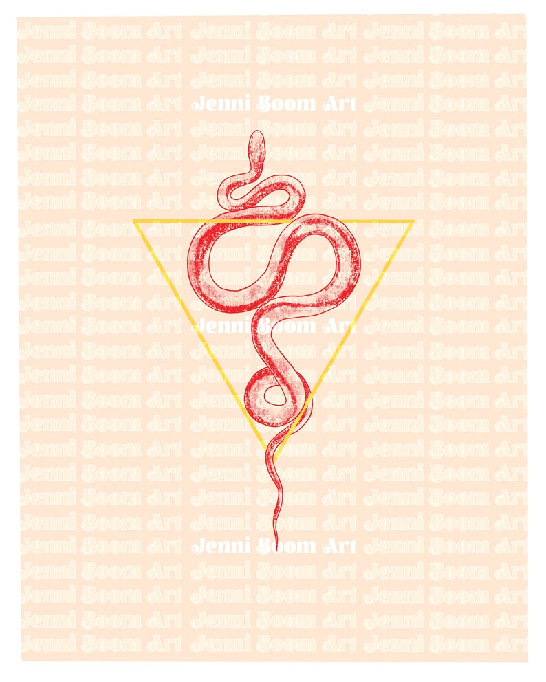 Red Snake Yellow Triangle High Quality Downloadable Print - Etsy