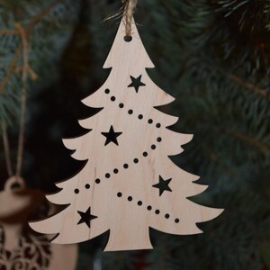 Set of 5 Wooden Christmas Tree Toy Plywood Shapes Christmas Decoration ...