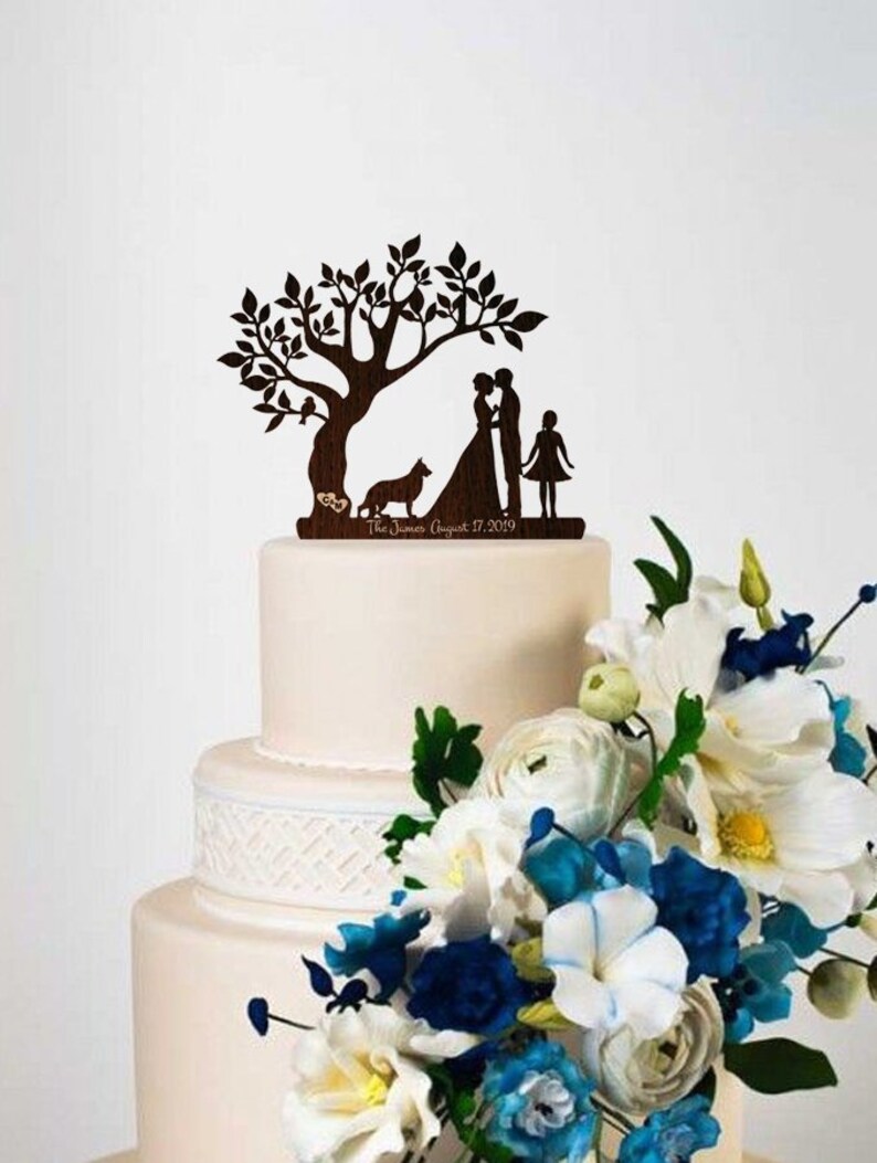Wedding Cake Topper Family Silhouette Topper Child Rustic Cake - Etsy