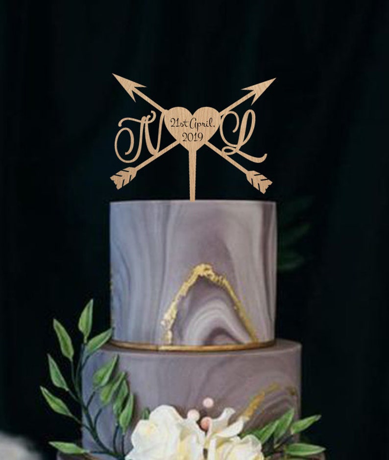 Initial Letter Cake Topper Wedding Cake Topper Wood Engagement | Etsy