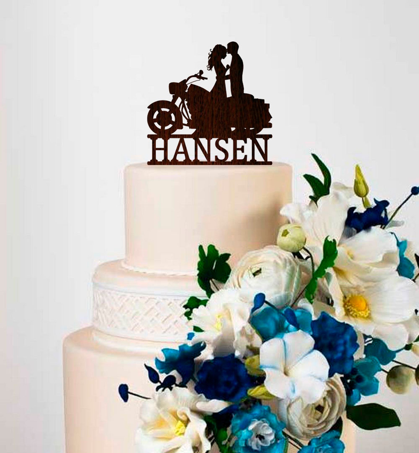 Motorcycle Wedding Cake Topper, Bride and Groom Couple Silhouette Cake ...