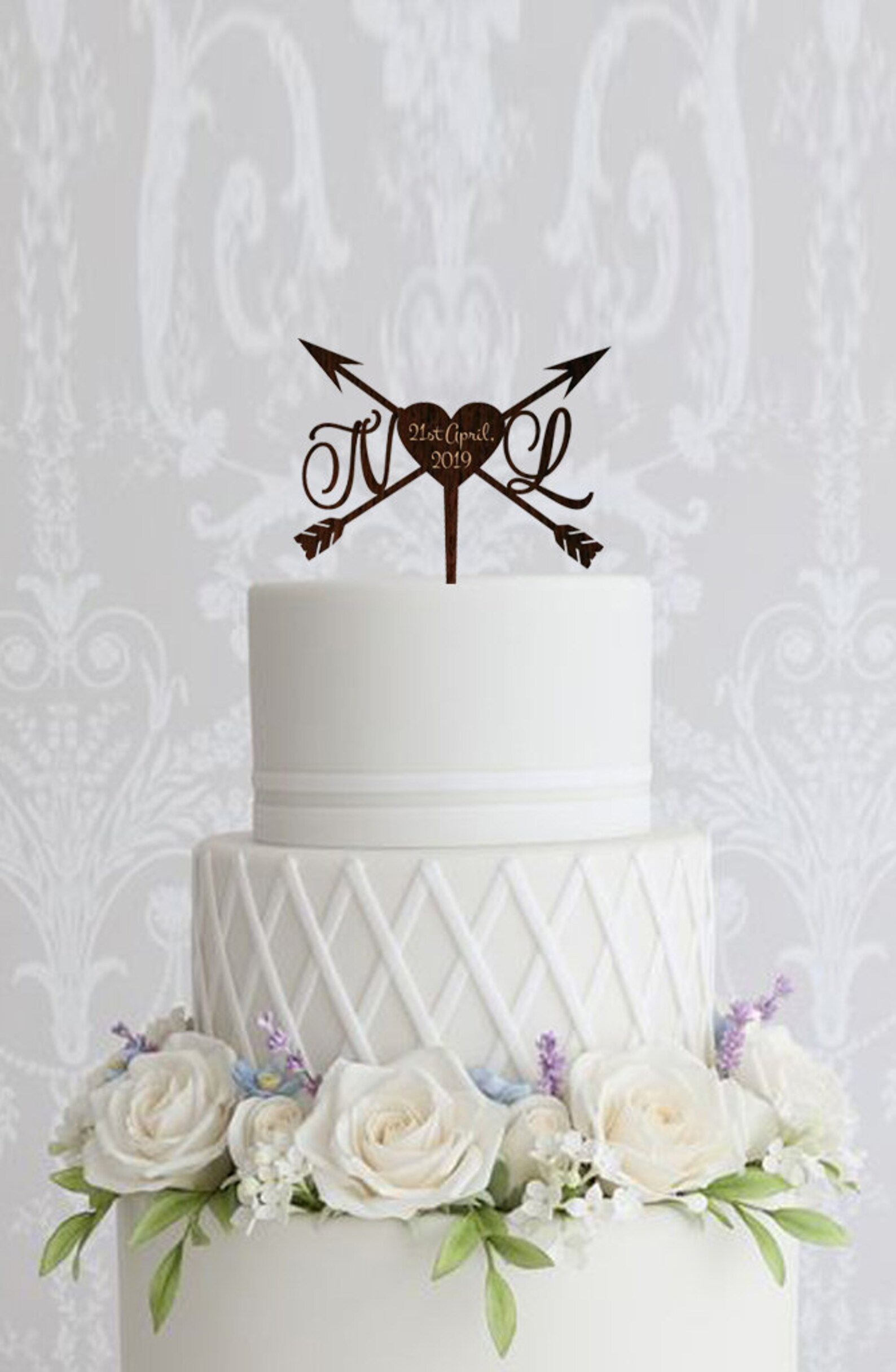 Initial Letter Cake Topper Wedding Cake Topper Wood Engagement | Etsy