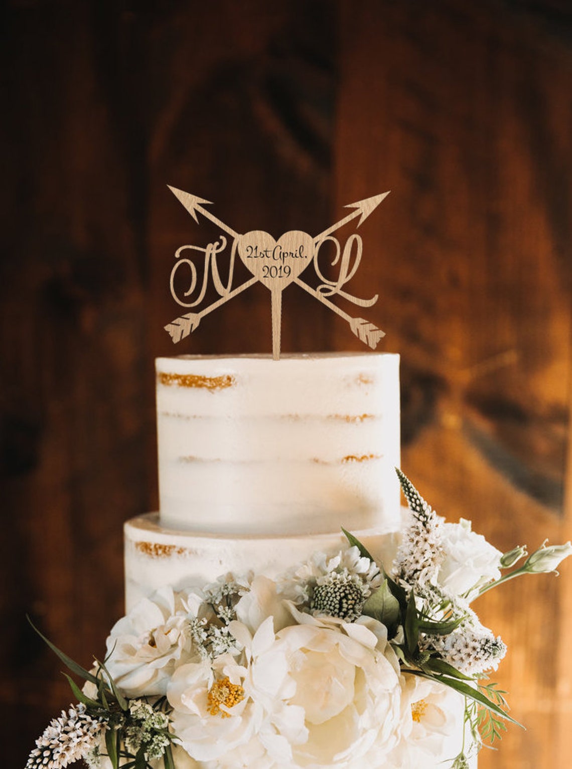 Initial Letter Cake Topper Wedding Cake Topper Wood Engagement | Etsy