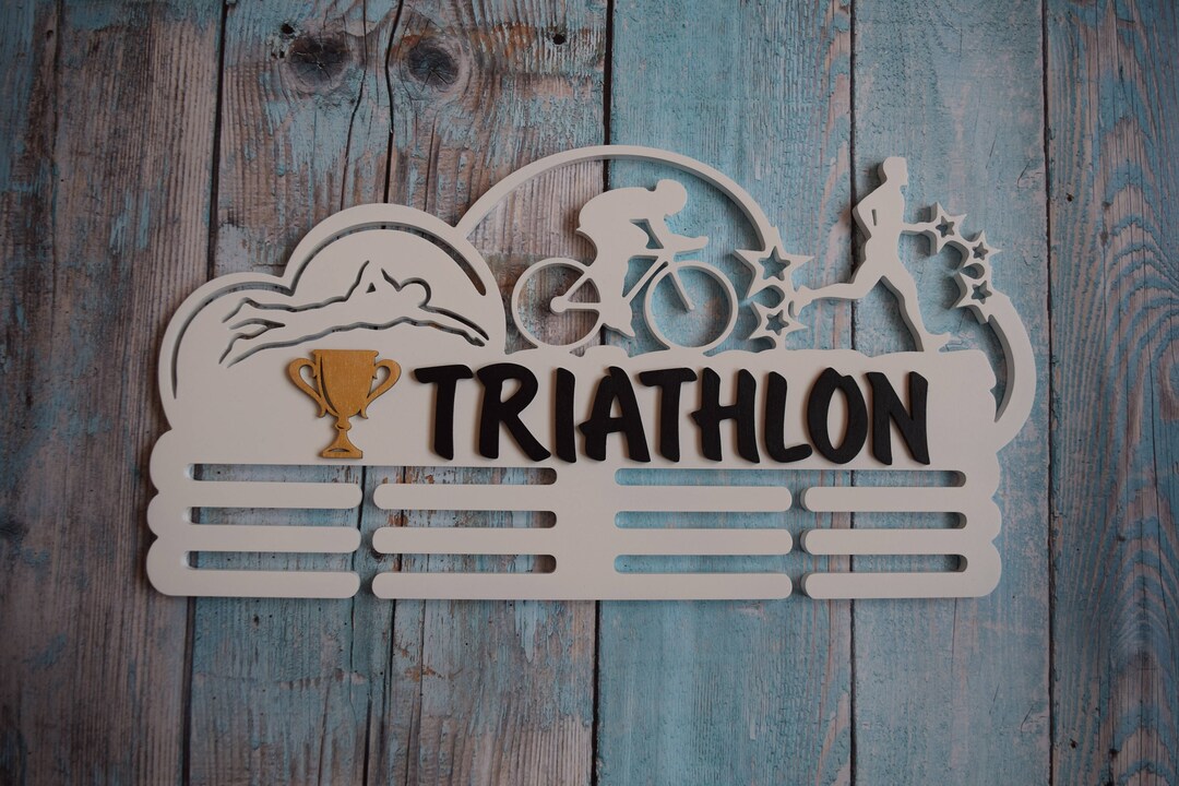 Triathlon Figure Running Medal Holder Triathlon Medal Rack Triathlon ...