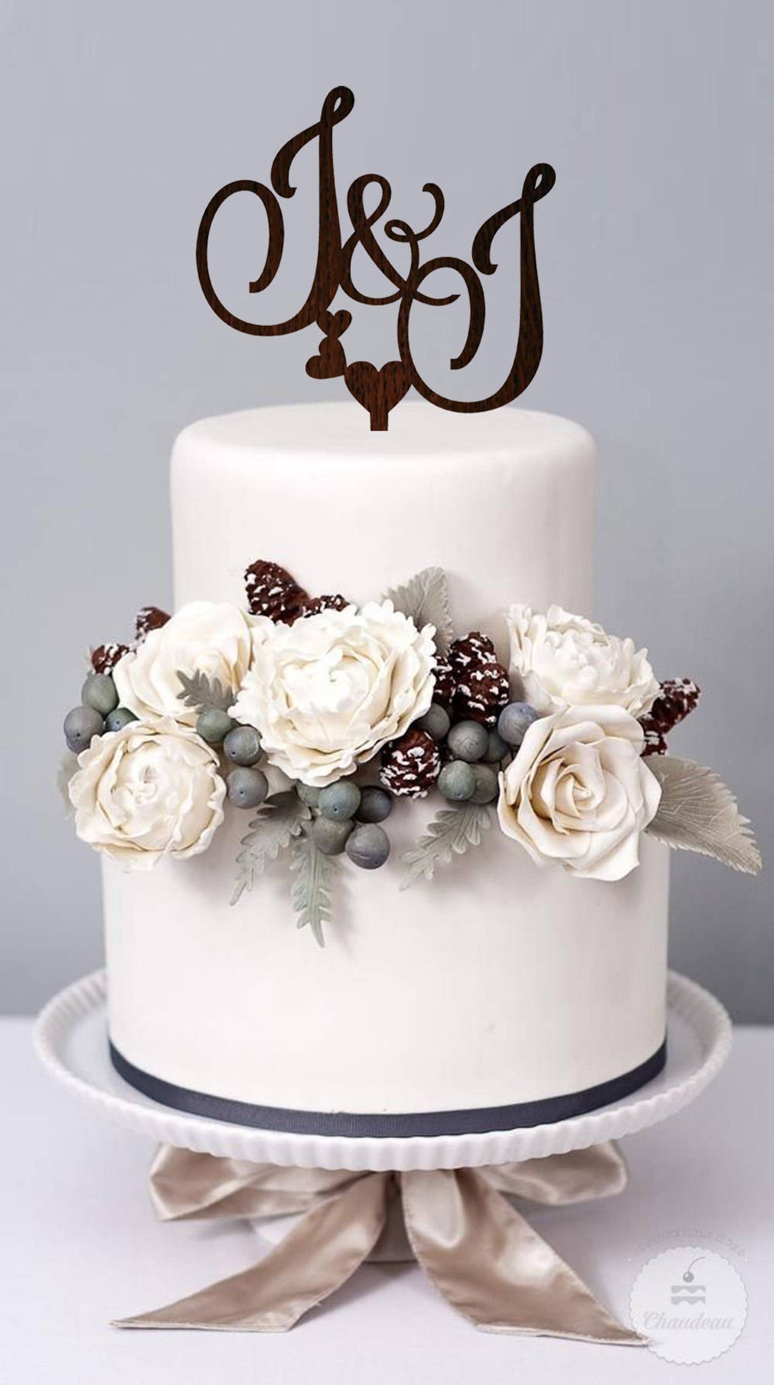 Wedding Cake Topper Initial Cake Topper Monogram Cake Topper | Etsy