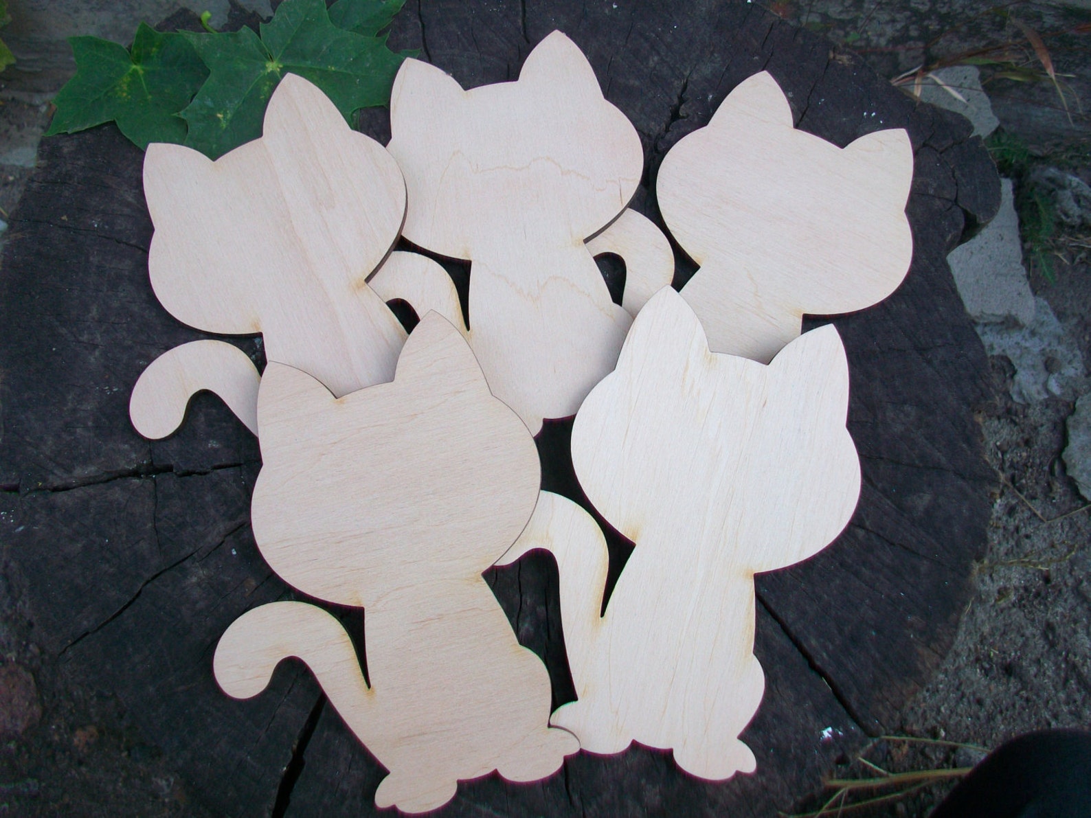 Set 5 Wood Shape Cat Unfinished Unpainted Christmas Ornaments - Etsy