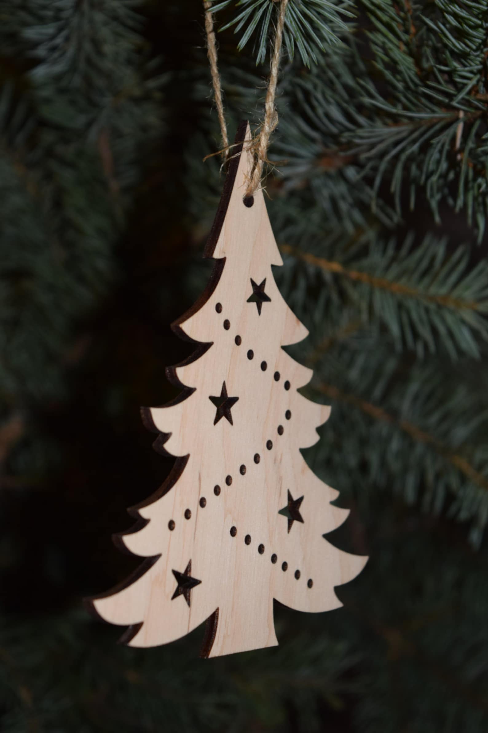 Set of 5 Wooden Christmas Tree Toy Plywood Shapes Christmas Decoration ...