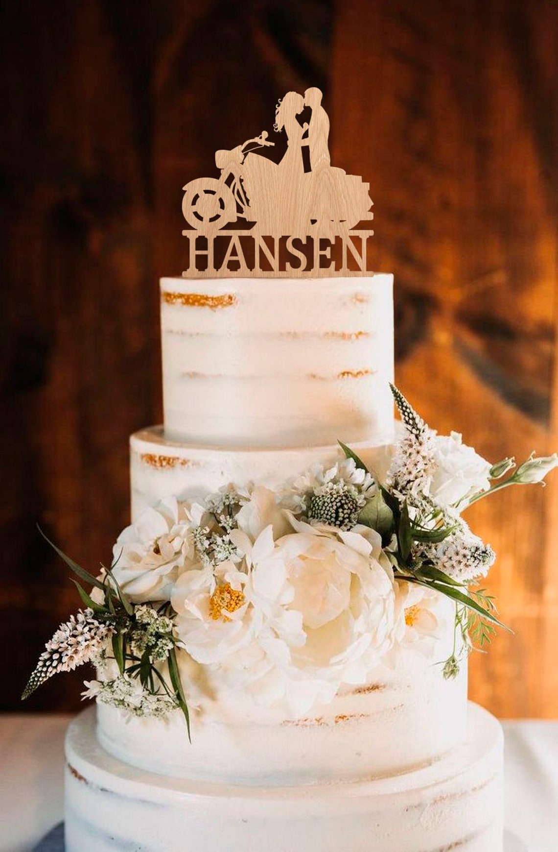 Motorcycle Wedding Cake Topper, Bride and Groom Couple Silhouette Cake ...