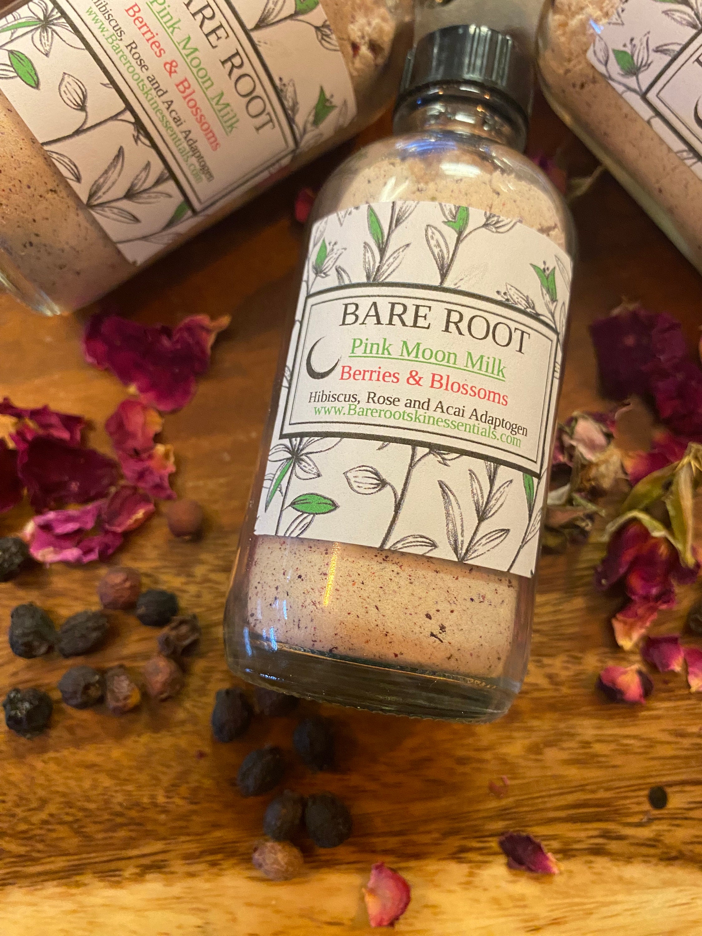 Pink Moon Milk, Hibiscus, Rose, and Açaí Adaptogen. Ashwagandha ...