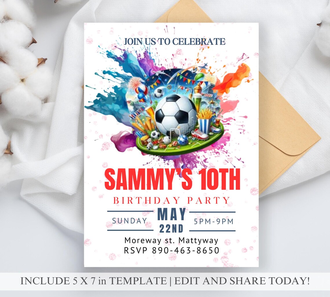 Editable Sports Invitation, Sports Party Birthday Invitation, Sport ...