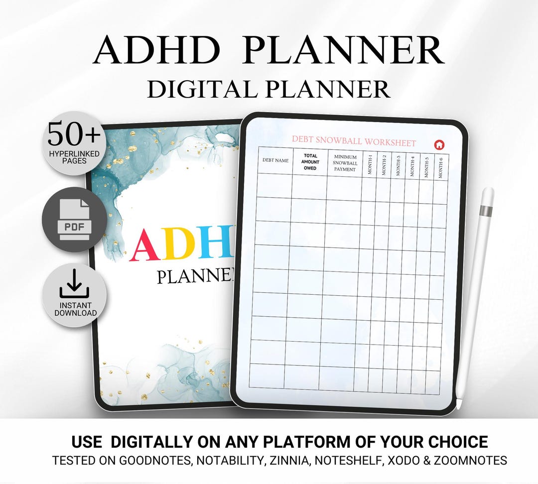 Editable ADHD Planner Undated, Good Notes Planner, Digital Calendar ...