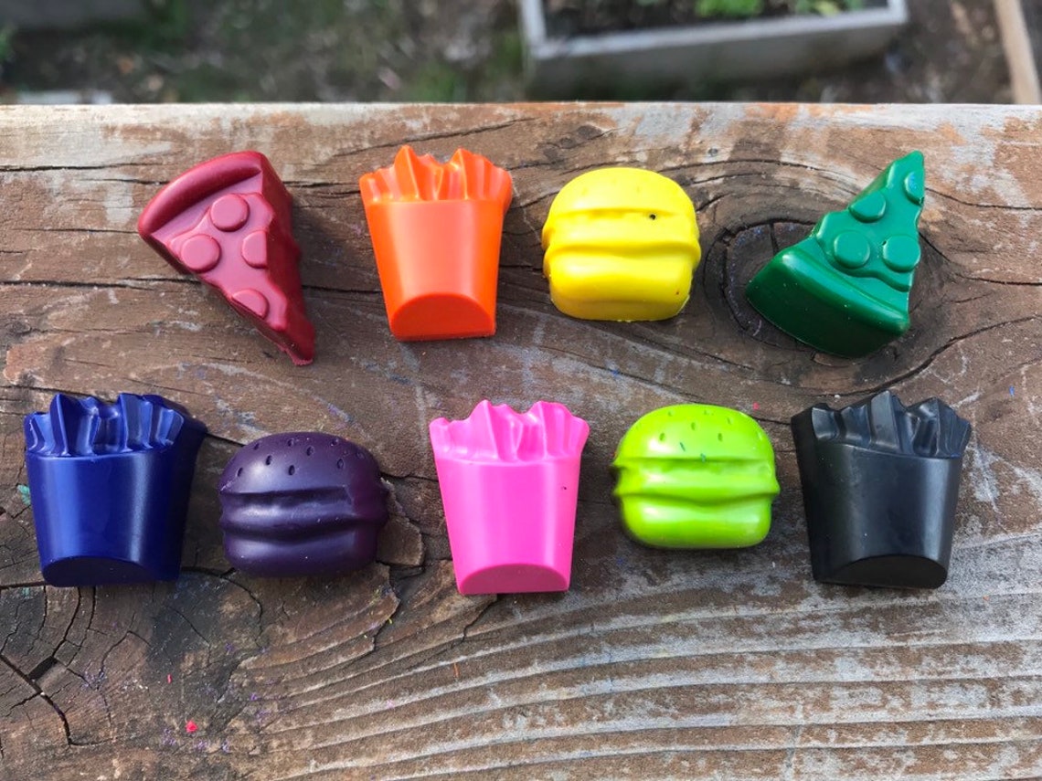 Food Crayons // Burger Crayon // Pizza Crayons // Pizza Party - Etsy