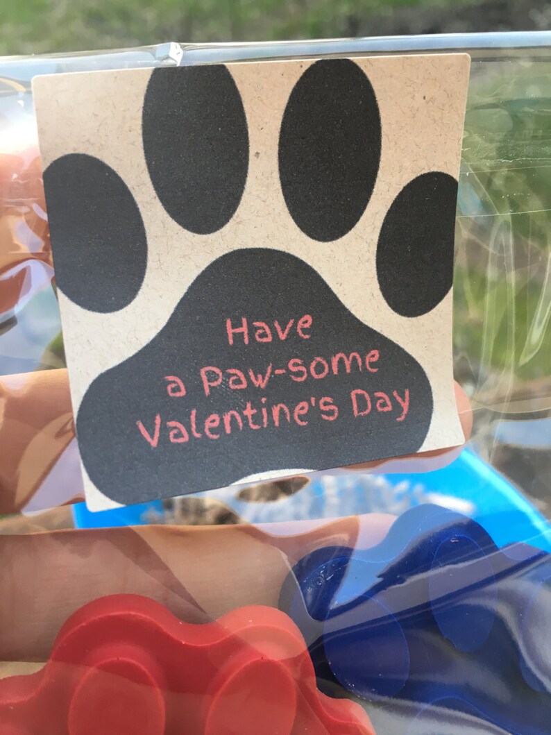 Kids Valentines Day Favors // Dog Valentines // Paw Party - Etsy