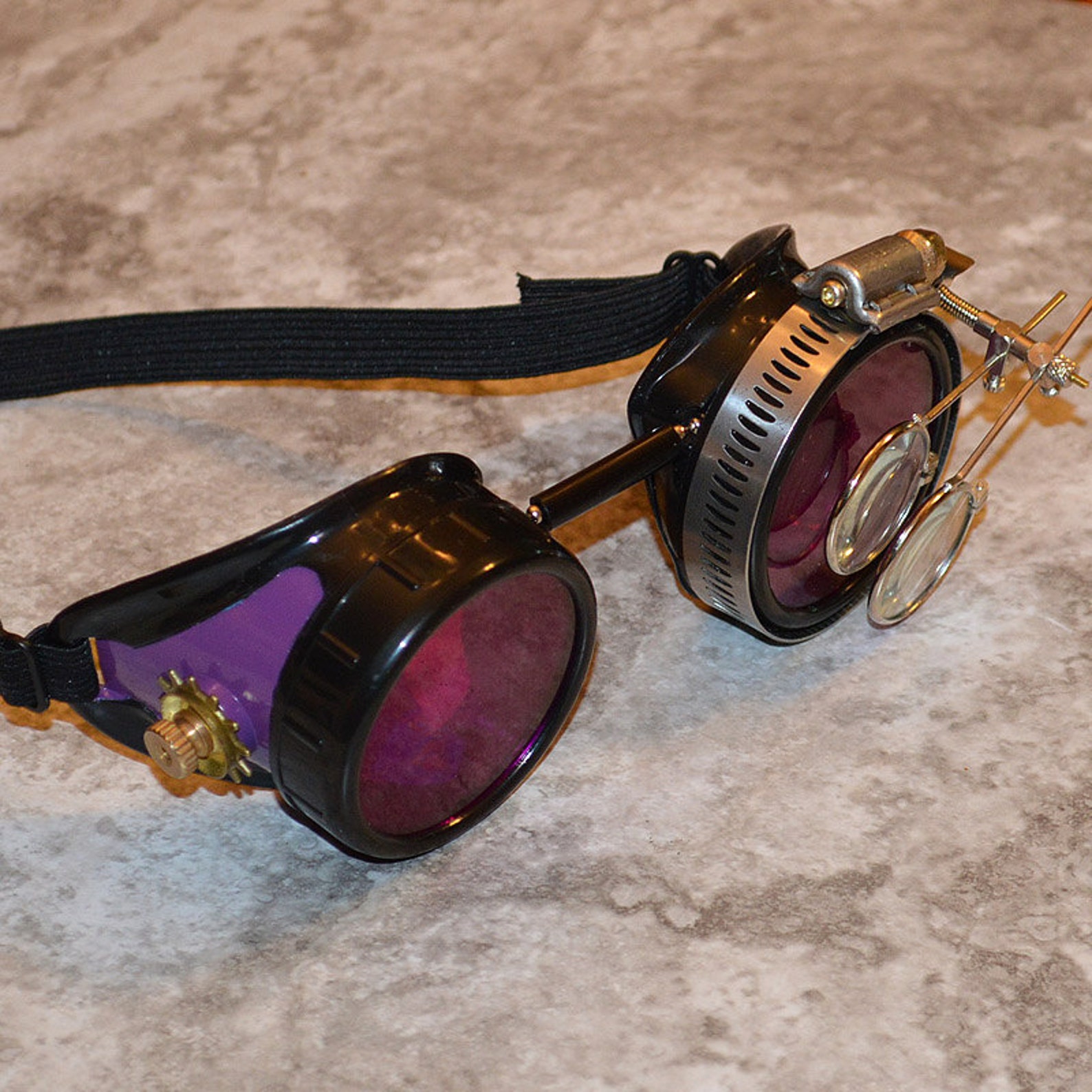 Gothic Vampire Steampunk Goggles W/ Purple Lenses Brass - Etsy