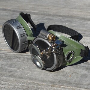 Green and Silver Steampunk Time Traveler Goggles With Silver Gears and ...