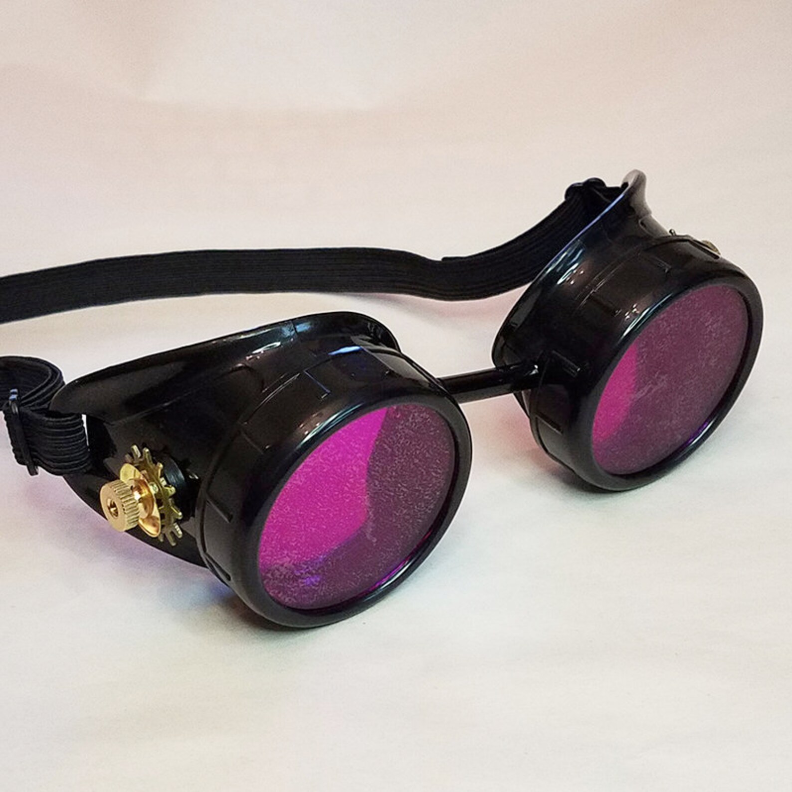 Black Steampunk Goggles With Purple Lenses and Metal Brass - Etsy