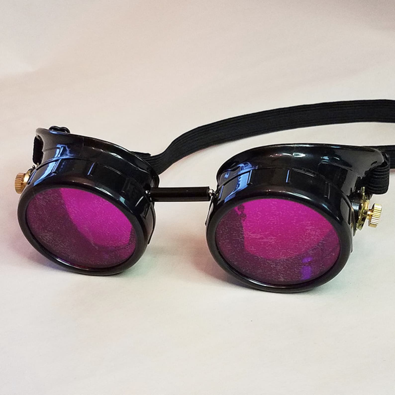Black Steampunk Goggles With Purple Lenses and Metal Brass - Etsy