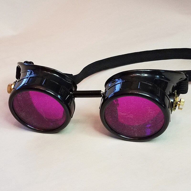 Black Steampunk Goggles With Purple Lenses and Metal Brass - Etsy
