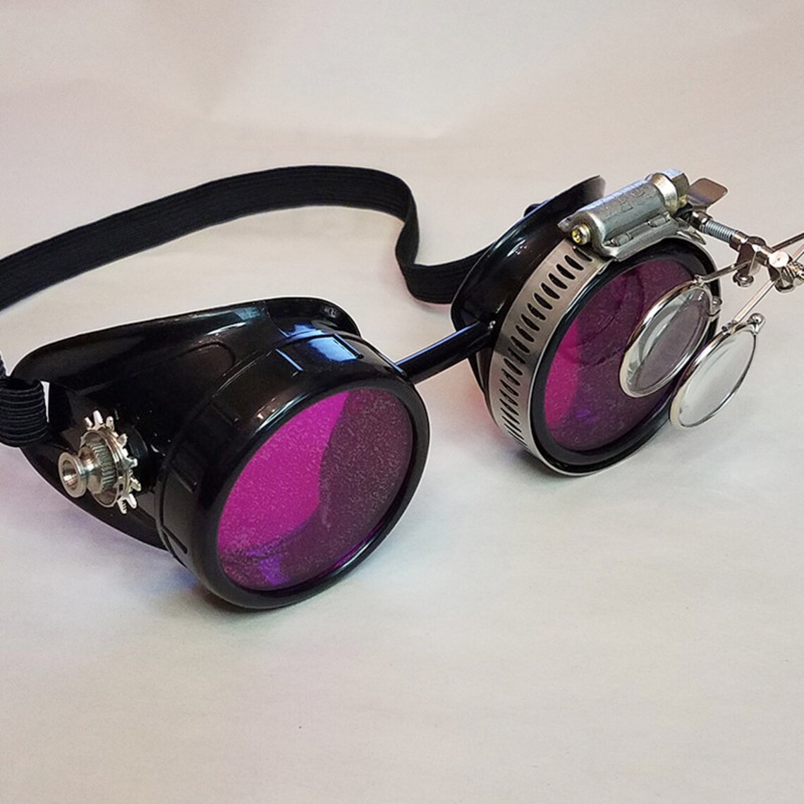 STEAMPUNK GOGGLES Black With Purple Lenses Silver Accents and - Etsy
