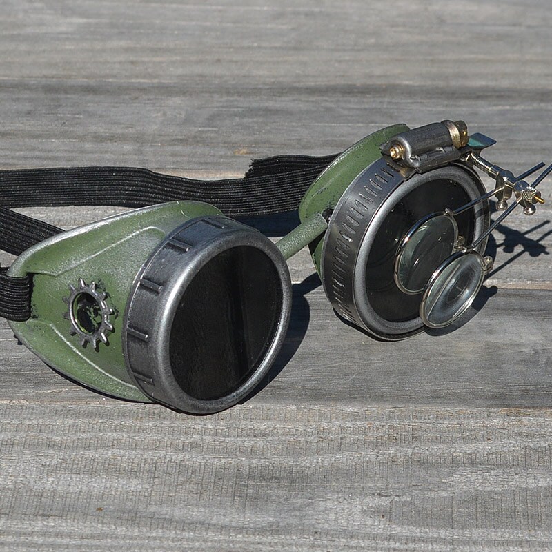 Green and Silver Steampunk Time Traveler Goggles With Silver - Etsy