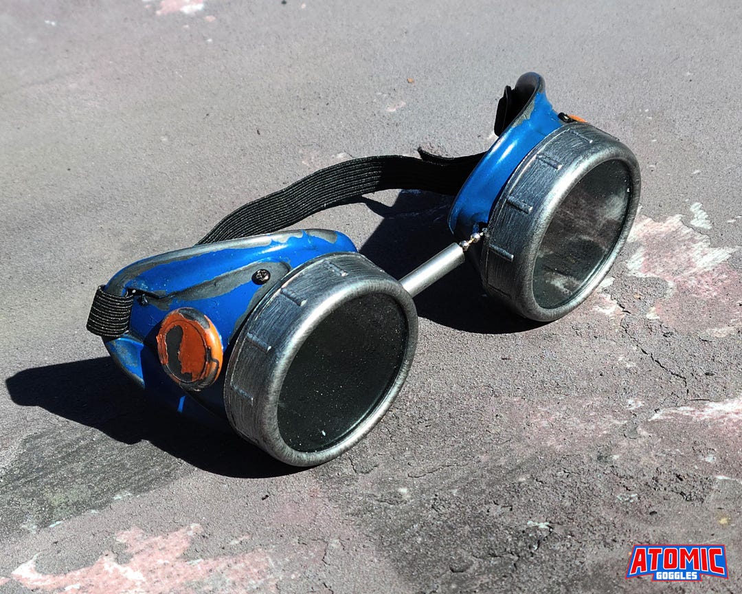 Steampunk Industrial Goggles Blue, Silver and Orange Wasteland ...