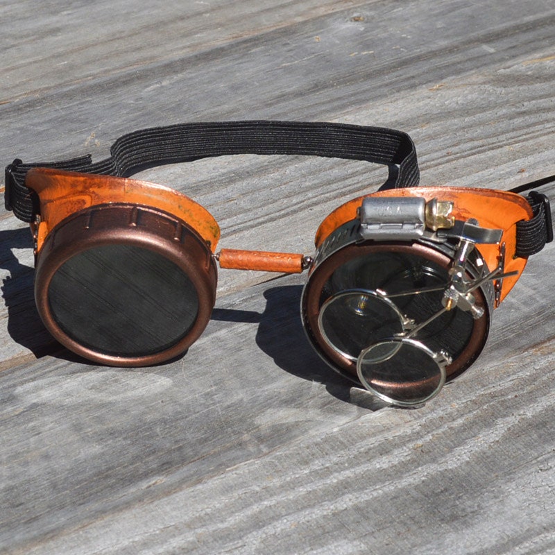 Orange and Copper Steampunk Goggles Victorian Optic Conductors - Etsy