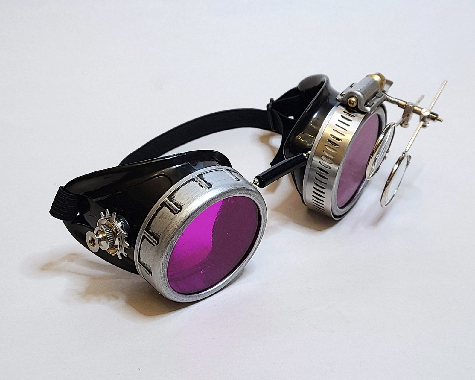Exclusive Steampunk Goggles Black W/ Purple Lenses Silver | Etsy