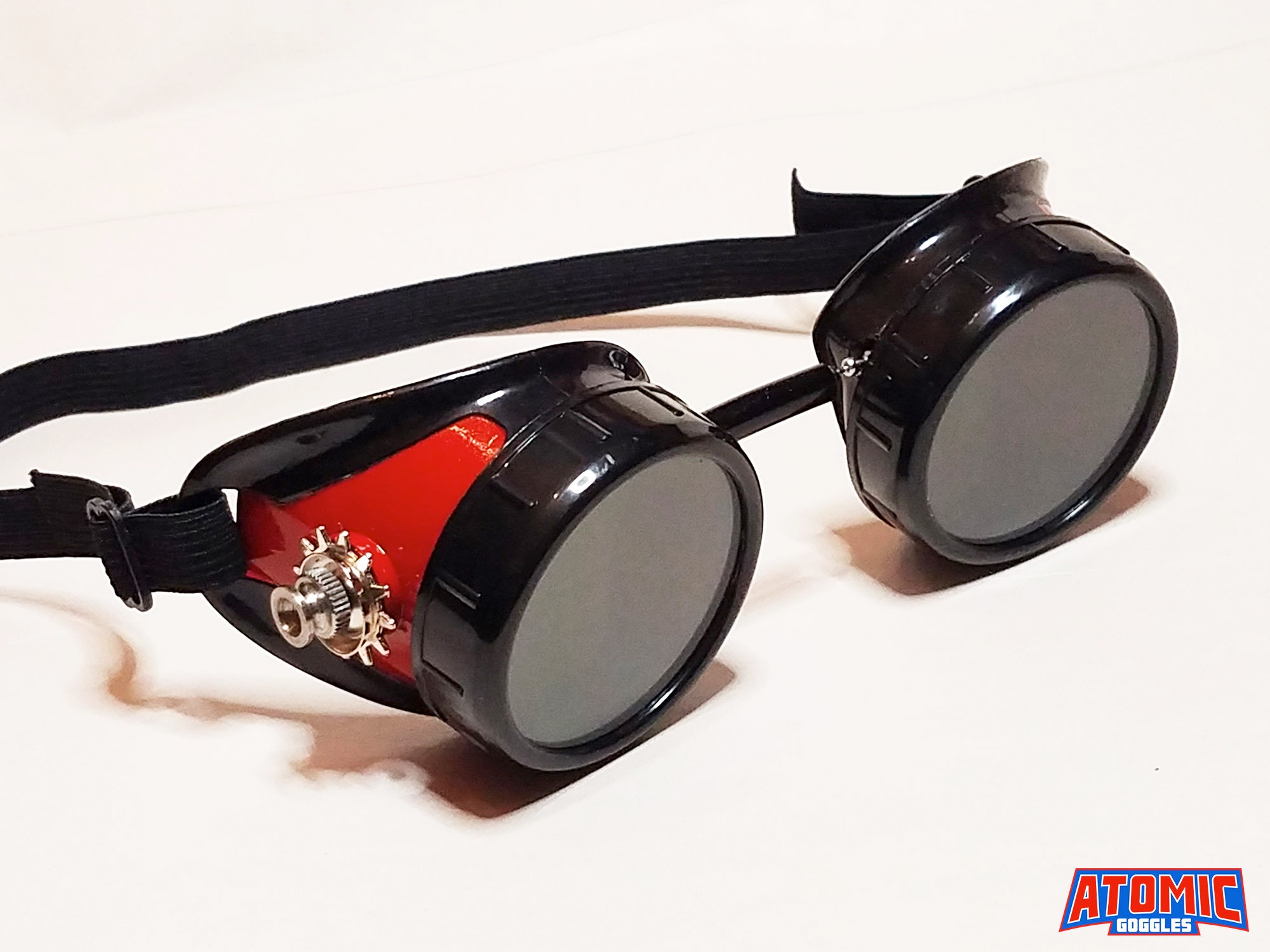 Black and Red Hot Rod Dystopian Goggles W/ Silver Accents | Etsy