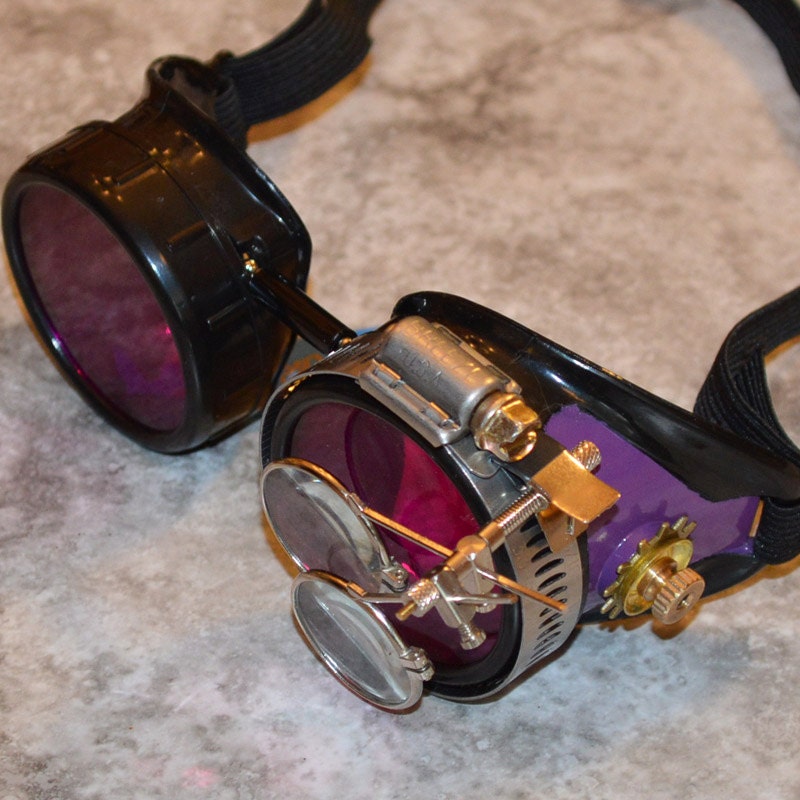 Gothic Vampire Steampunk Goggles W/ Purple Lenses Brass | Etsy