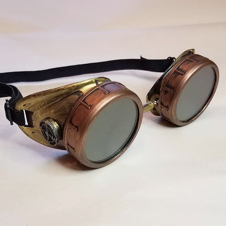 Gold and Copper STEAMPUNK GOGGLES With Silver Navigation Rose | Etsy