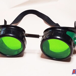 Black and Green Alien World Goggles W/ Green Lenses and Silver Accents ...