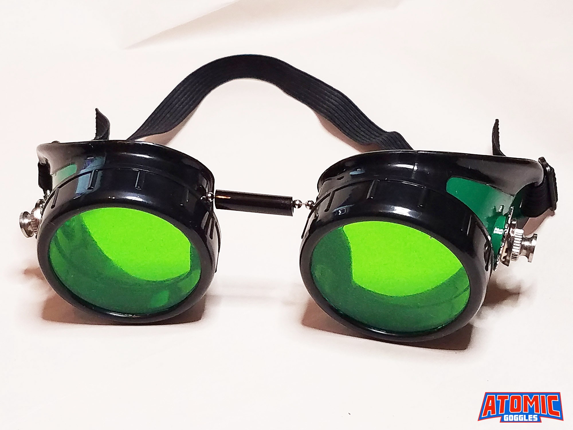Black and Green Alien World Goggles W/ Green Lenses and Silver - Etsy