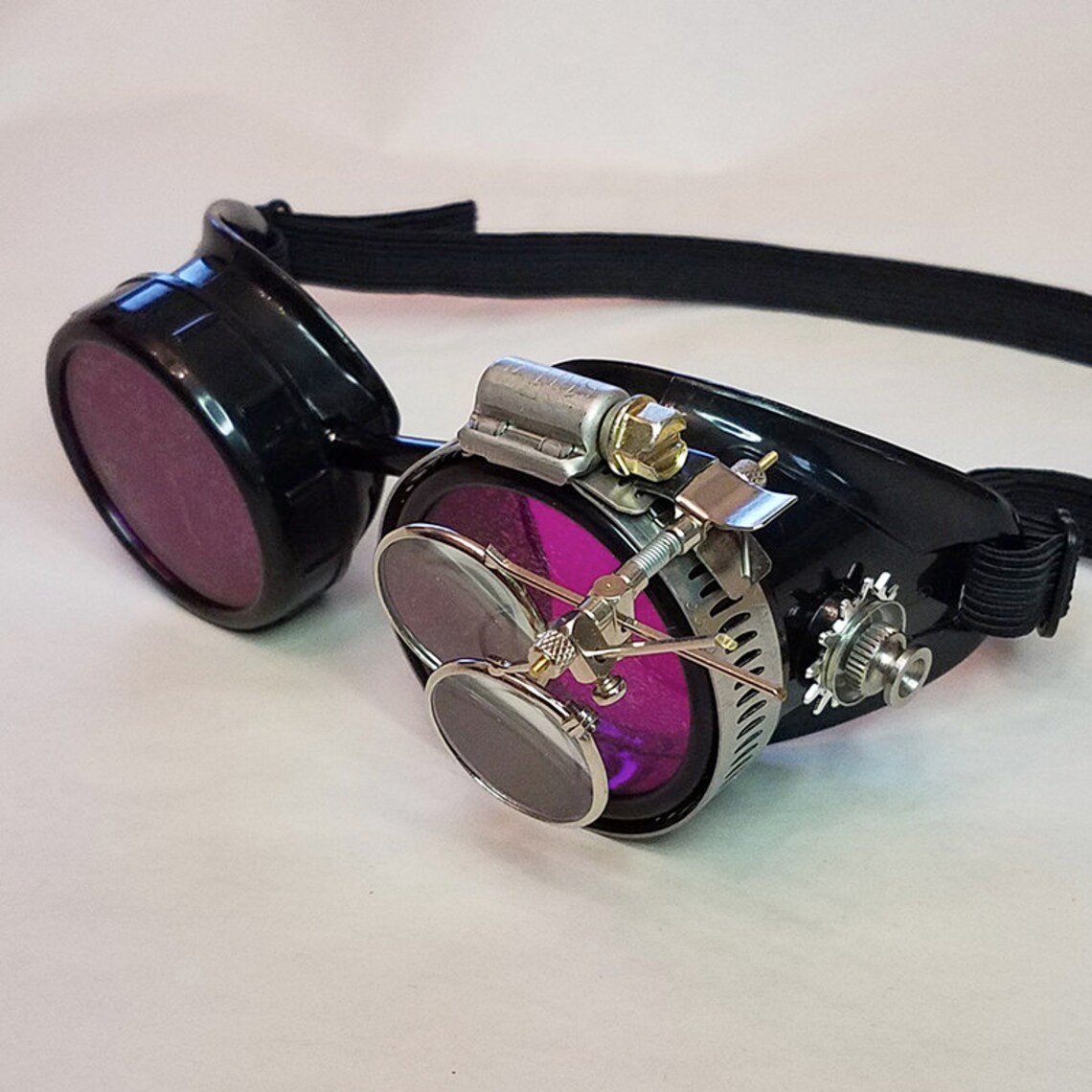 STEAMPUNK GOGGLES Black With Purple Lenses Silver Accents and - Etsy
