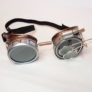 Copper and Silver Steampunk Goggles With Silver Gears and Magnifying ...