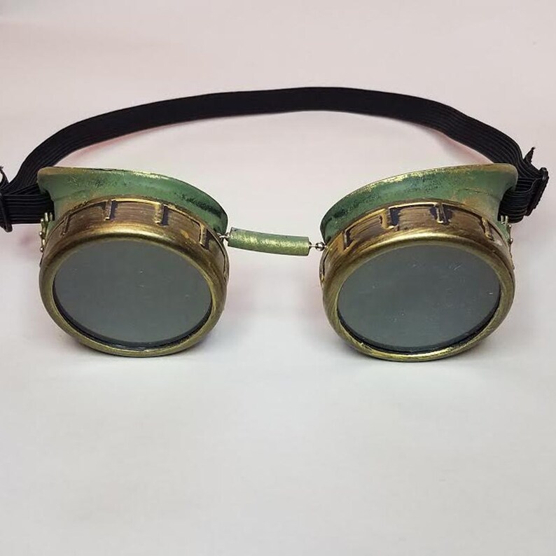 Green and Gold Steampunk Goggles With Gold Gears Victorian | Etsy