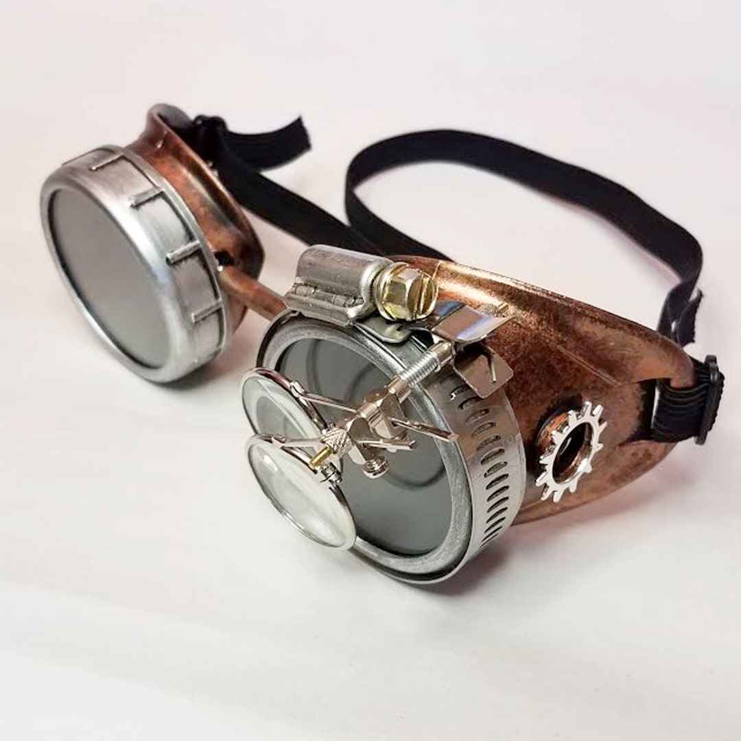 Copper and Silver Steampunk Goggles With Silver Gears and Magnifying ...