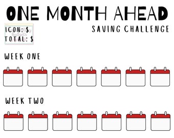One Month Ahead Challenge Printable - Etsy