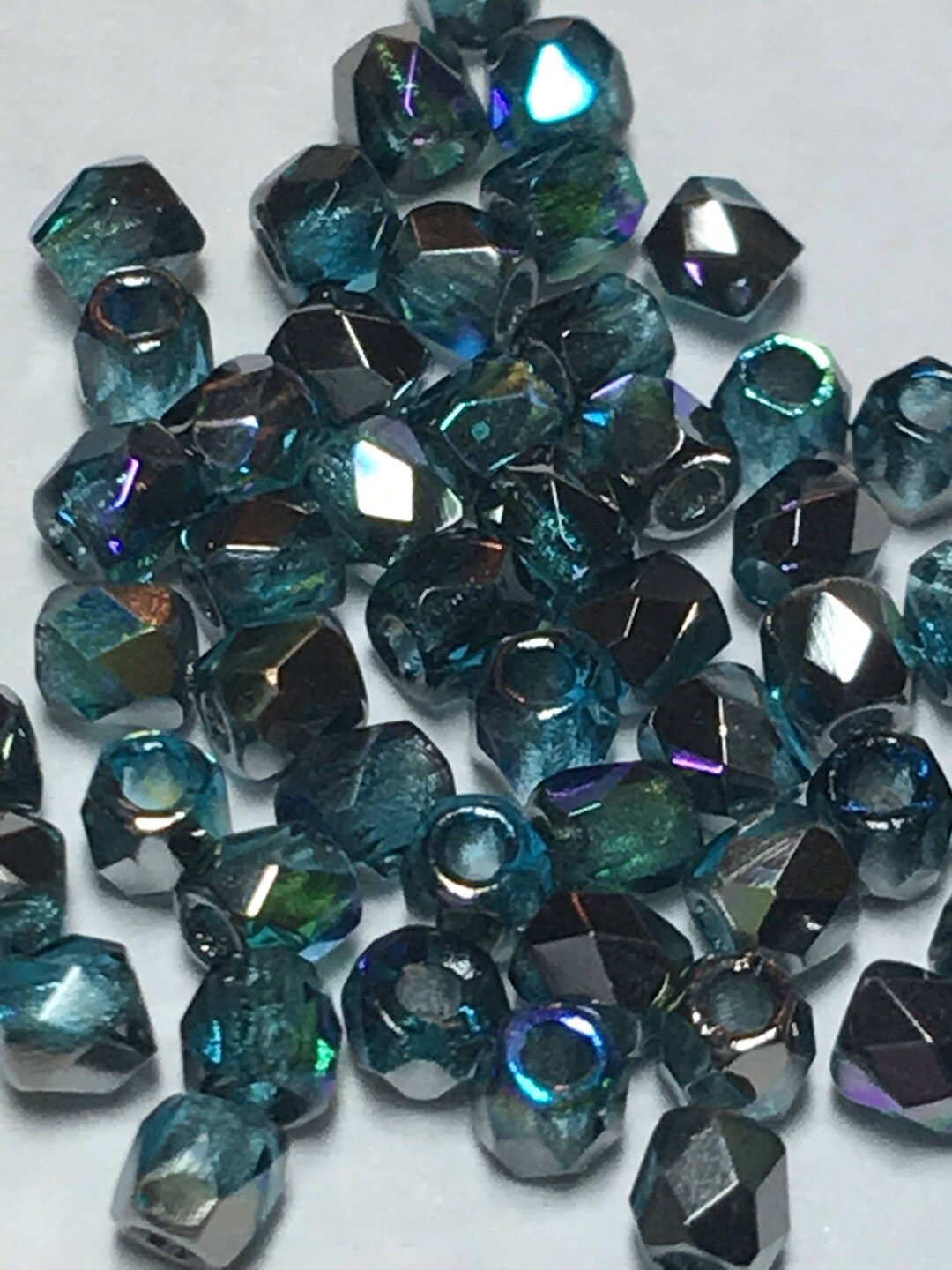 True 2mm Aqua Rainbow Graphite Round Fire Polish, FPR0260020-98537 - Etsy