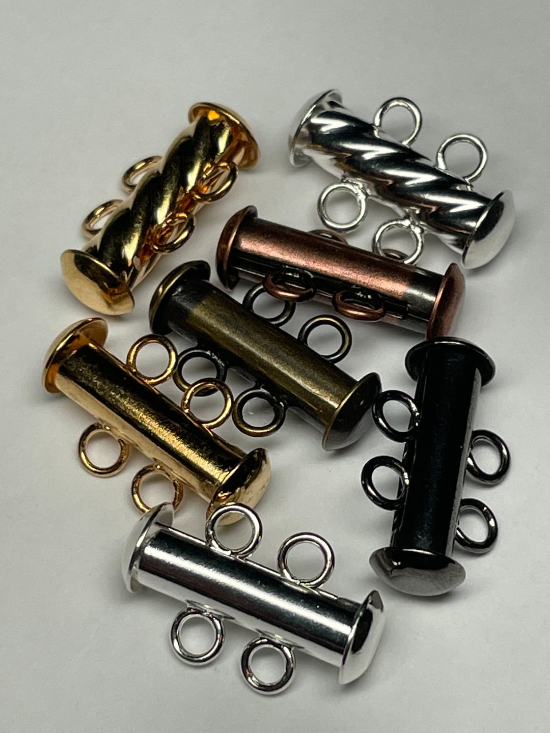 2-strand Slide Clasps, 16mm, Black Oxide, Silver Plate, Gold Plate ...